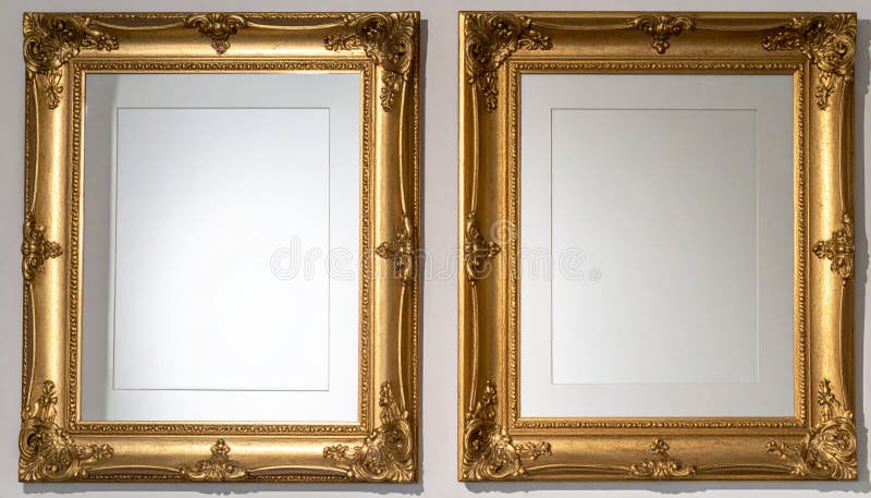 Pair of Ornate Gold Mirrors with Empty Frames Stock Illustration ...