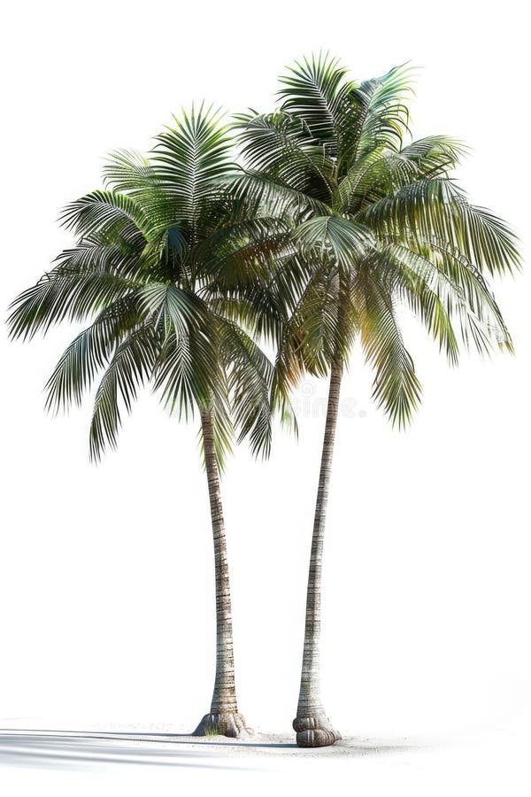 A Pair of Palm Trees on a Plain White Background, Suitable for ...