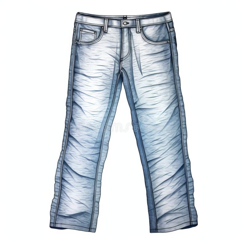 Street-savvy Denim Pants Illustration with Airbrushing Style Stock ...