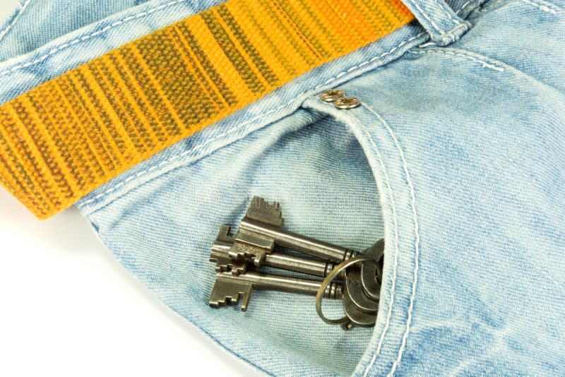 Keys in trouser pocket stock photo. Image of shaped, security - 3538506