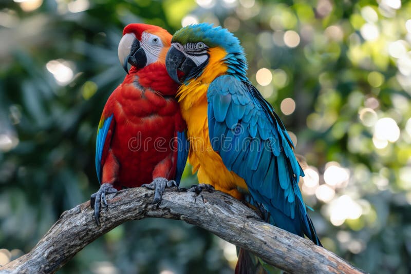 Pair of Sweet Parrots Enjoying Nature S Bounty. AI Generated Stock ...