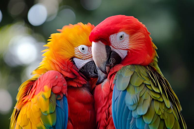 Pair of Sweet Parrots Enjoying Nature S Bounty. AI Generated Stock Illustration - Illustration ...