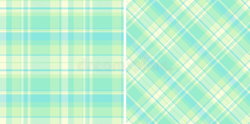 Pair of Pastel Plaid Patterns. Soft Mint Green and Pale Yellow Create a ...