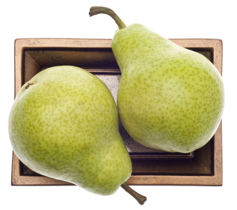 Pair of Pears on a Golden Dish Stock Image - Image of sweet, gold: 18665209