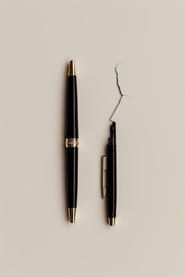 A Pair of Pens, with One in Pieces, Illustrating the Concept of ...