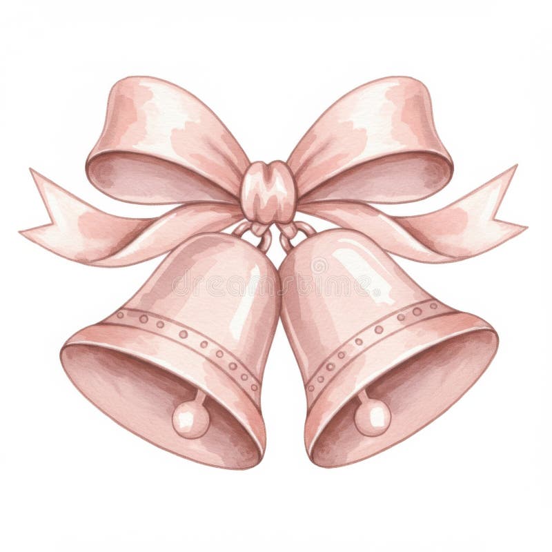 Pair of Pink Bells with a Delicate Bow Stock Illustration ...