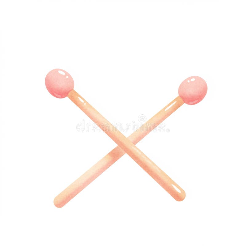 Pair of Pink Wooden Mallets Crossed on White Background Stock ...