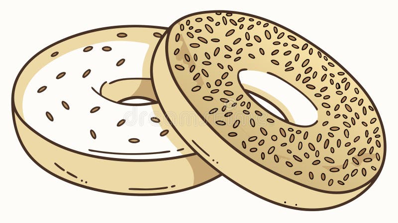 Pair of Plain Bagels Vector Illustration Bakery Art, Vector Design ...