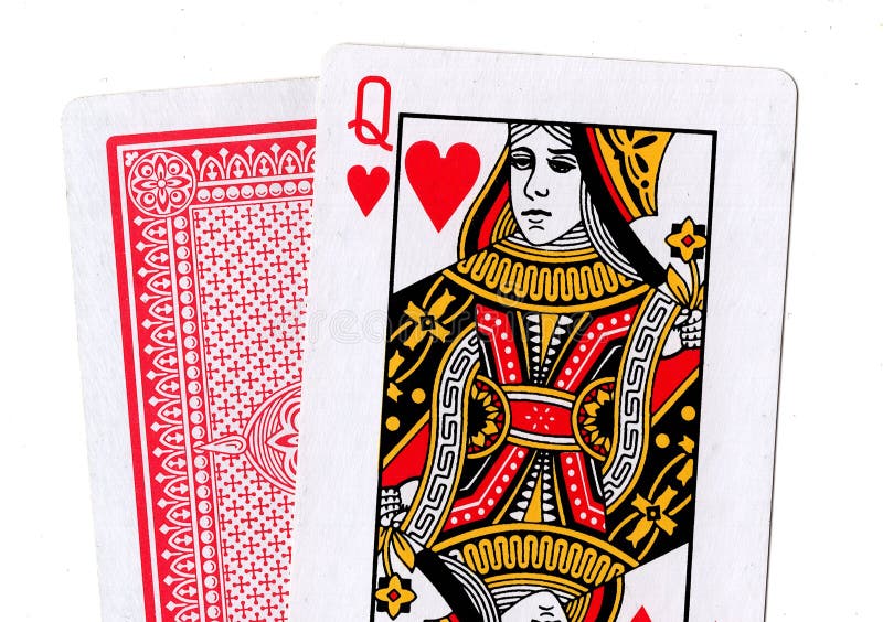 A Pair of Playing Cards with the Queen of Hearts Revealed. Stock ...
