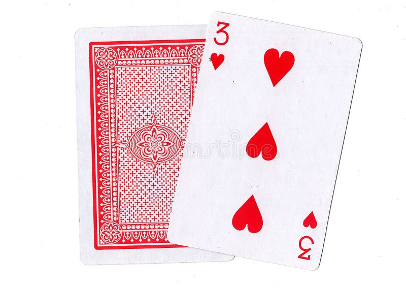 A Pair of Playing Cards with the Three of Hearts Revealed. Stock ...