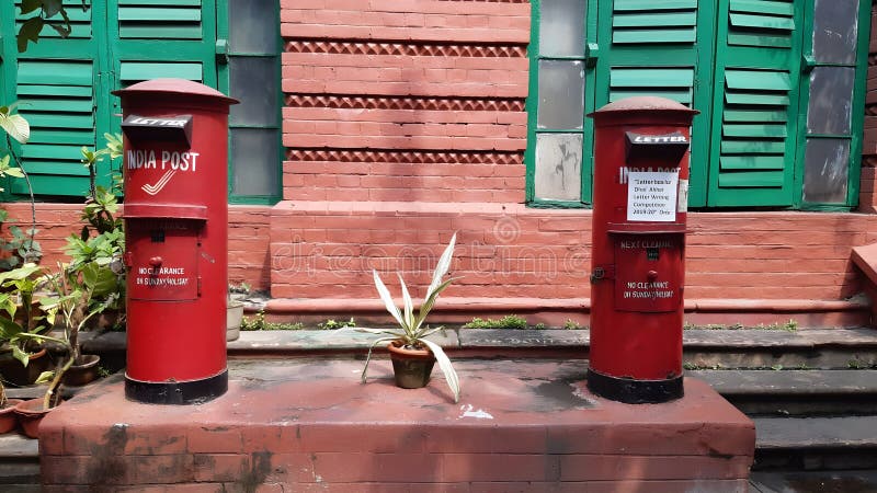 A Pair of Post Boxes in Front of a Post Office in Kolkata, India ...