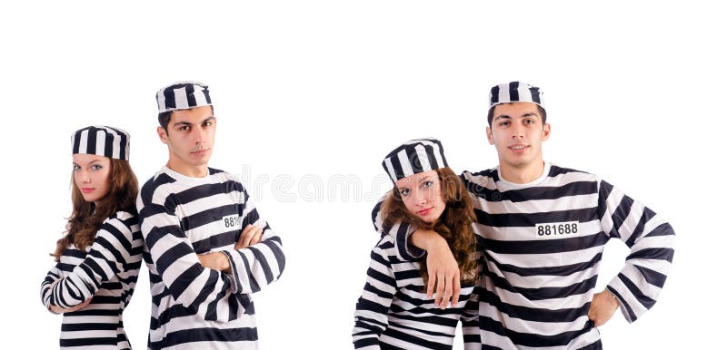 The Pair of Prisoners Isolated on White Stock Photo - Image of female ...