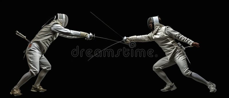 A Pair of Professional Fencers Display Skillful Swordsmanship in Their ...