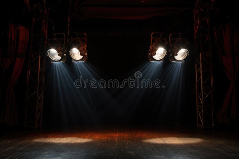 A Pair of Professional Spotlight on a Theatre Stage Stock Illustration ...