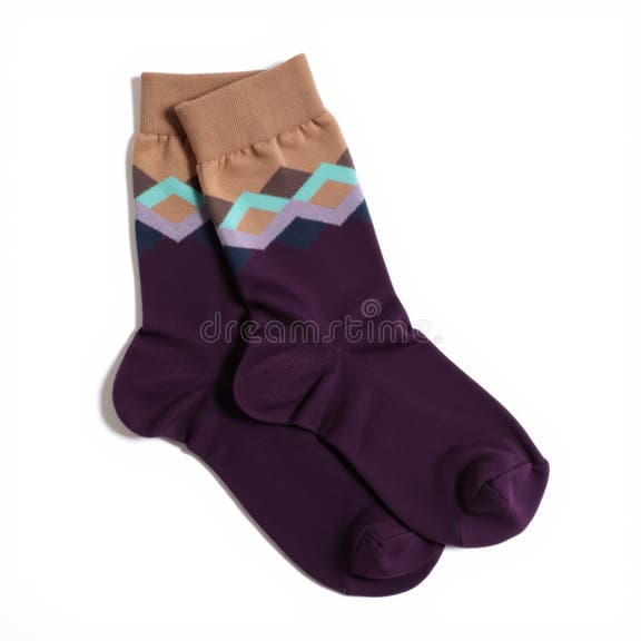 Pair of Purple Socks with Geometric Pattern Stock Illustration - Illustration of spring, pattern ...
