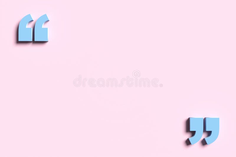 Pair of Quotation Marks Framing a Text Box on a Pink Background Stock ...