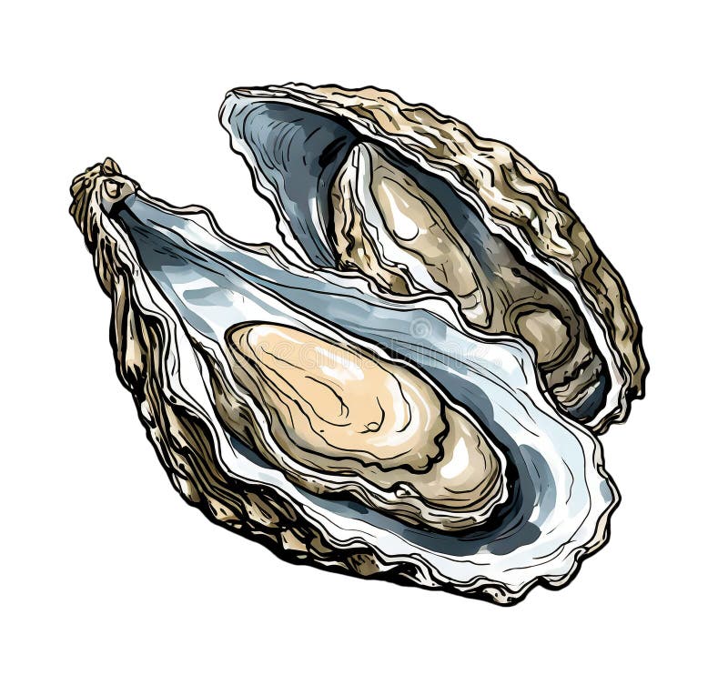 Pair of Raw Half Shell Oysters Isolated on Transparent Background, PNG ...