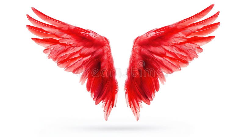 Pair of Red Angel Wings Isolated on White Background Stock Illustration ...