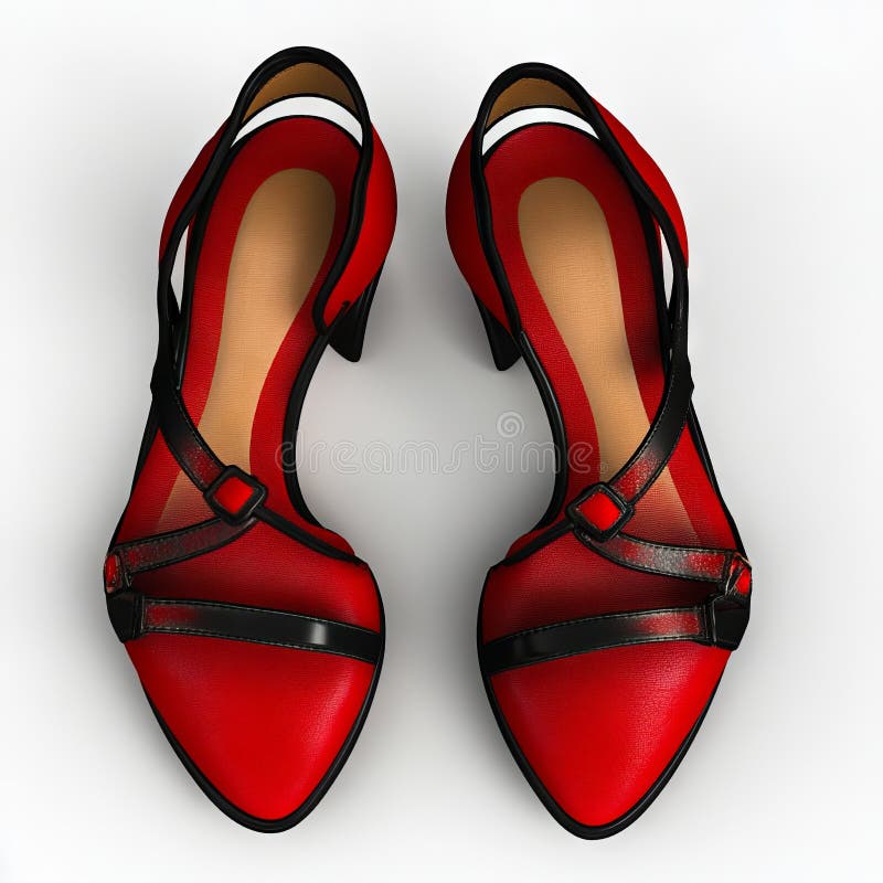 A Pair of Red and Black Shoes on a White Background Stock Illustration ...