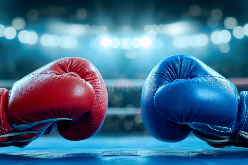 A Pair of Red and a Blue Boxing Gloves. Background Stock Illustration ...