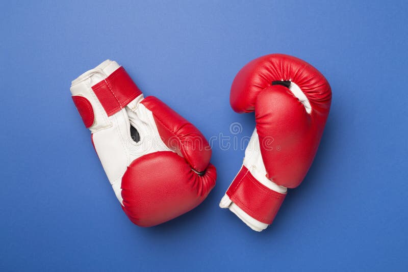 Pair of Red Boxing Gloves on Color Background. Top View Stock Image ...