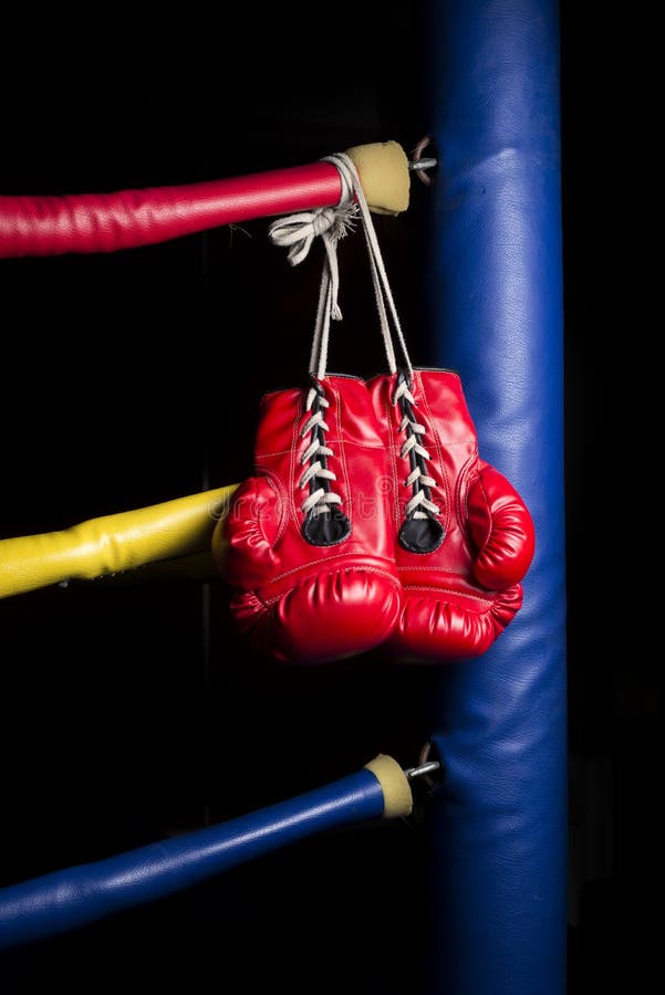 A Pair of Red Boxing Gloves Stock Photo - Image of protective, lighting ...