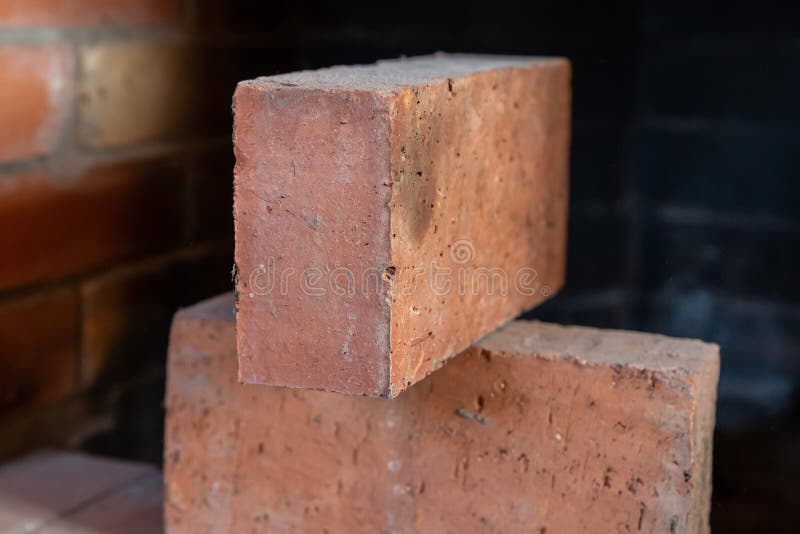 Pair of Red Bricks Close Up, Building Material for Building a House and ...
