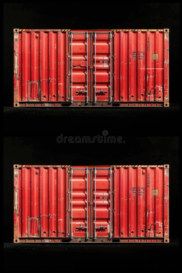 A Pair of Red Containers Stacked One on Top of the Other Stock Photo ...