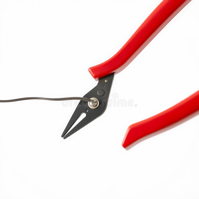 A Pair of Red Handled Cable Cutters Being Used To Cut through a Wire ...