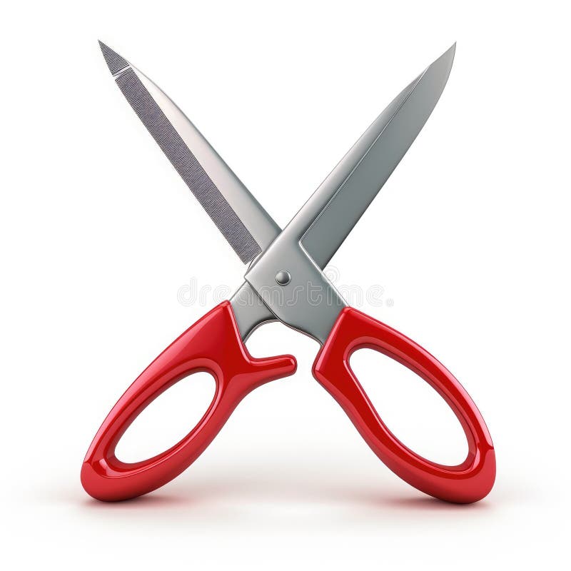 Red Scissors with Metal Blades, Isolated on White Background Stock ...