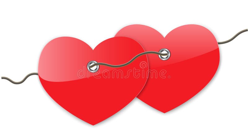 Pair of red hearts stock vector. Illustration of happy - 28379568