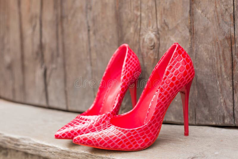 Pair of Red High Heel Shoes Stock Photo - Image of moto, girl: 62431496