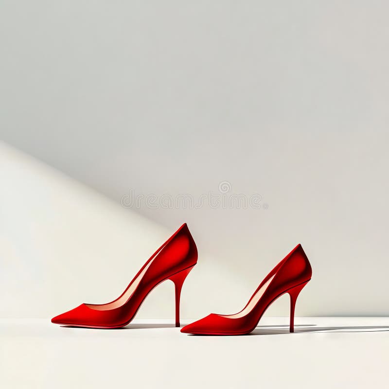 A Pair of Red High Heels on a White Surface Stock Photo - Image of pair ...