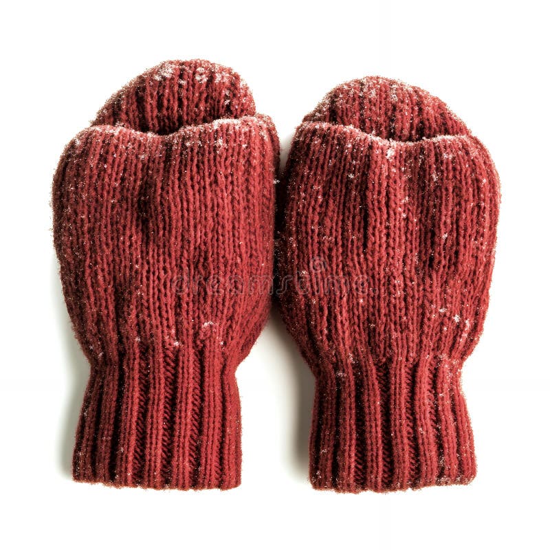 A Pair of Red Knitted Mittens on a White Background Stock Illustration ...