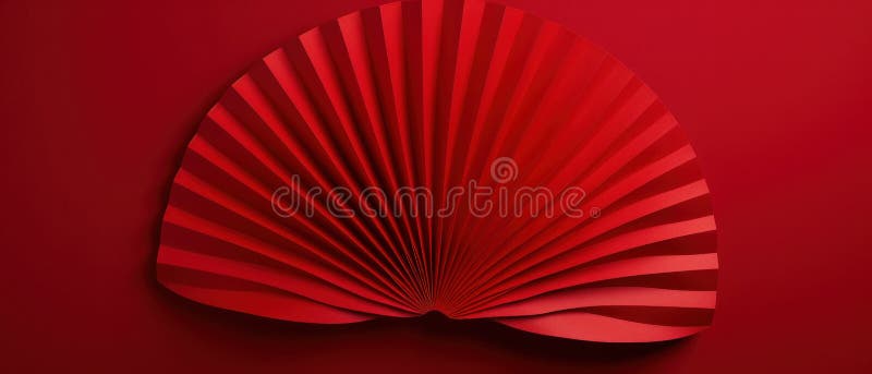 A Pair of Red Paper Fans on a Red Background, Panoramic Scale Stock ...