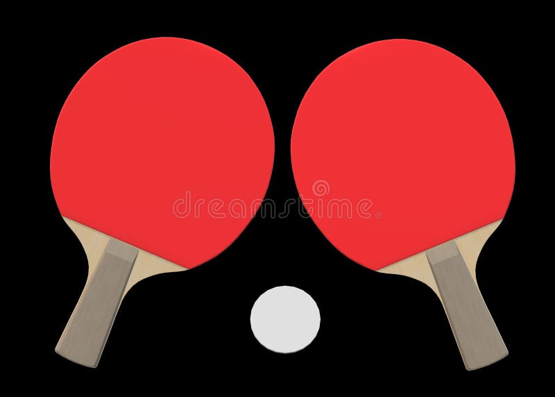 A Pair of Red Table Tennis Paddles Rackets with a White Ping Pong Ball ...