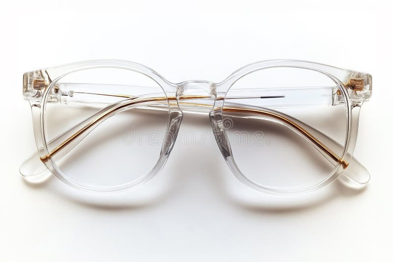 Pair of Round Eyeglasses with Clear Frame Lying on White Background ...