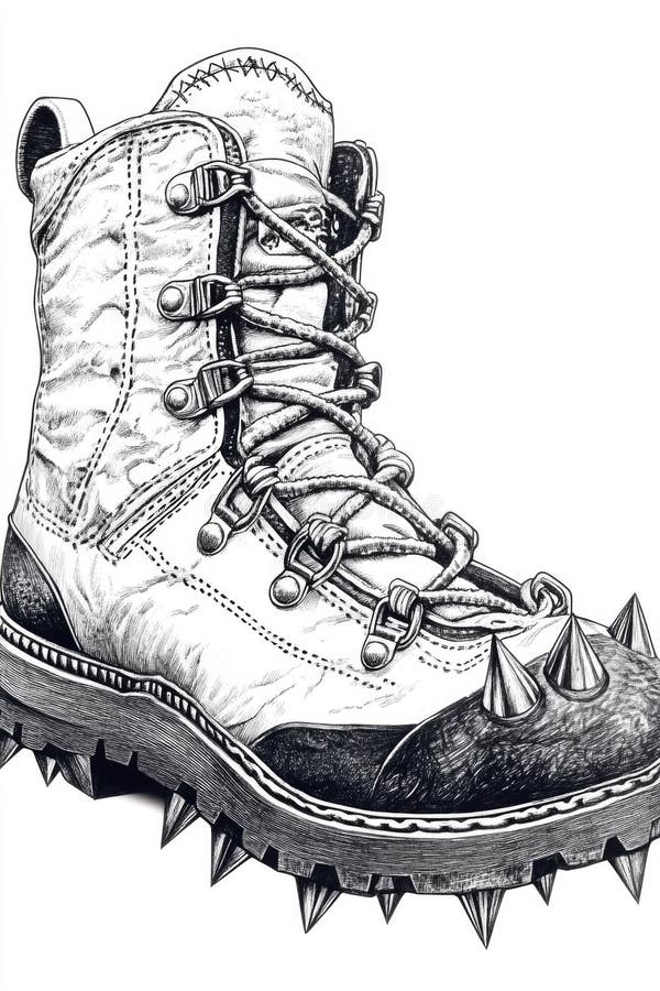 A Pair of Rugged Boots with Sharp Spikes Stock Photo - Image of camping ...