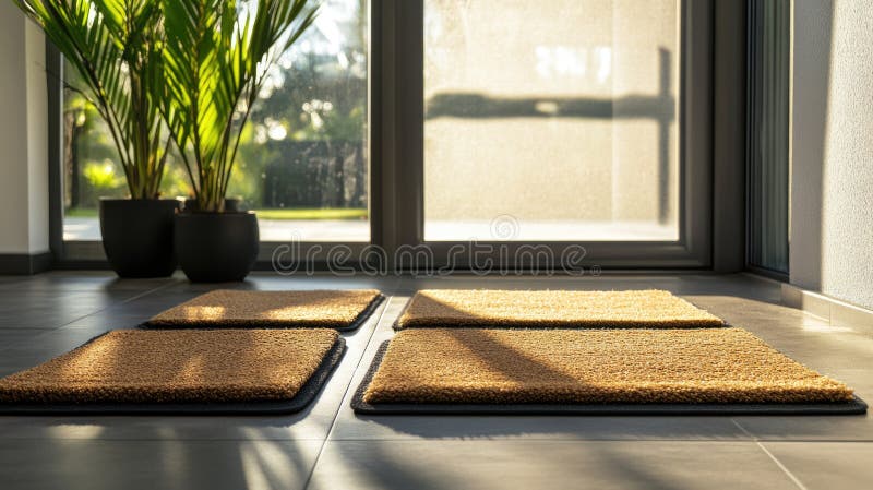 A Pair of Rugs Resting on a Tiled Surface, Perfect for Indoor or ...
