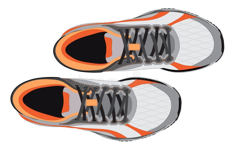 Pair of Running Shoe on White Background Top View Stock Vector ...