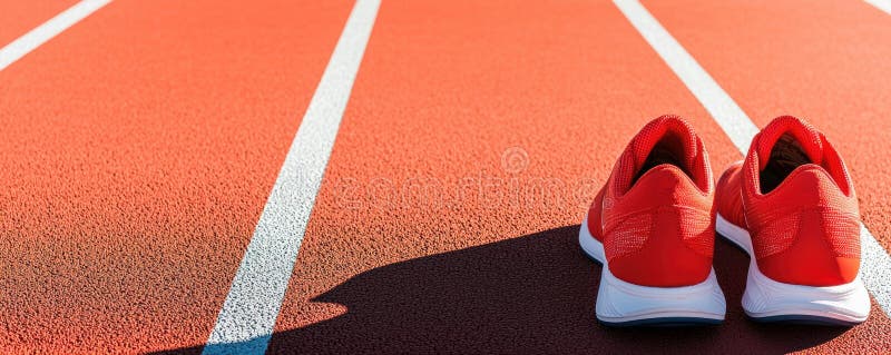 Pair of Running Shoes on the Track Line, with the Runner S Shadow in ...