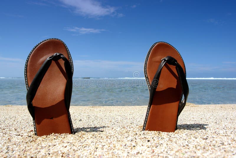 Pair of Sandals Onthe Beach Stock Photo - Image of relax, maritime ...
