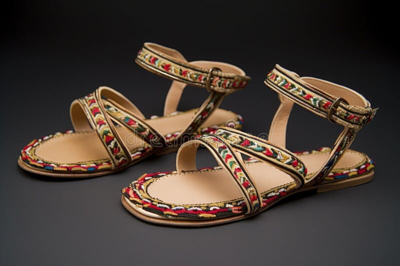 Pair of Sandals with Unique and Intricate Design on the Straps Stock ...