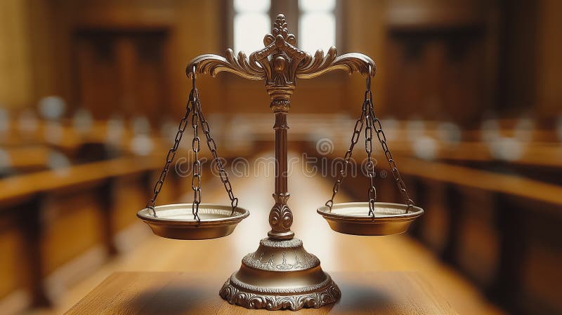 A Pair of Scales with a Gold Chain Hanging from the Top. Stock ...