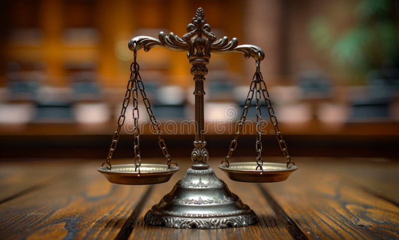 A Pair of Scales Sits on a Wooden Table Stock Image - Image of ...