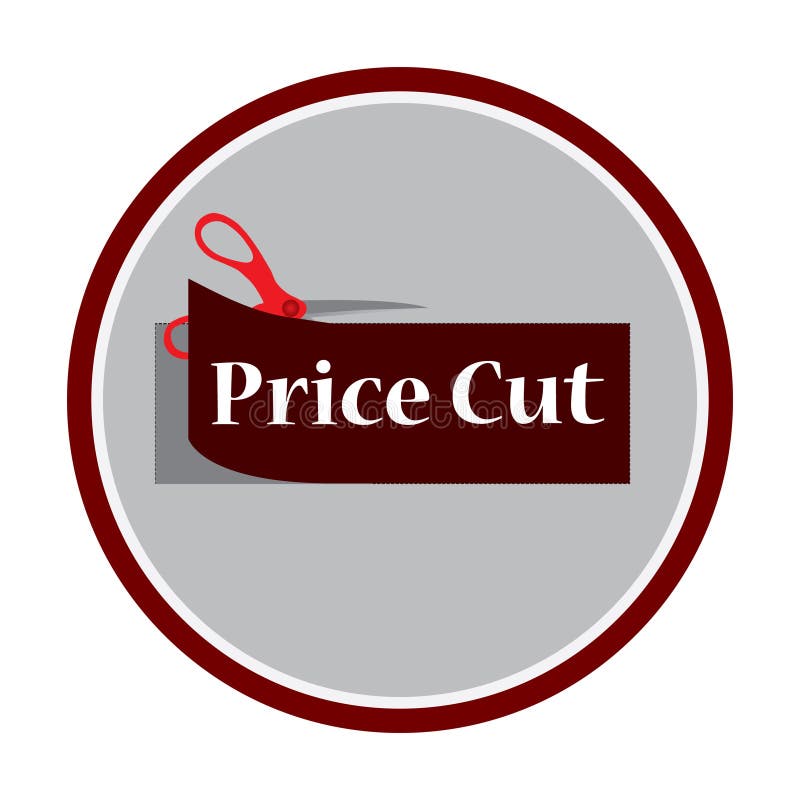 A Pair of Scissors Cutting a Discount Tag. Vector Illustration ...