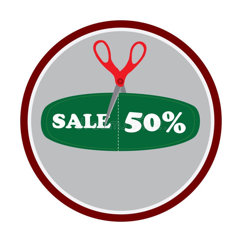 A Pair of Scissors Cutting a Sales Tag. Vector Illustration Decorative ...
