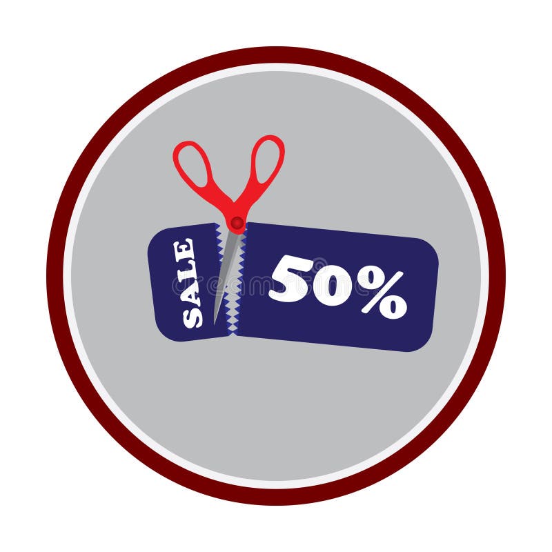 A Pair of Scissors Cutting a Sales Tag. Vector Illustration Decorative ...