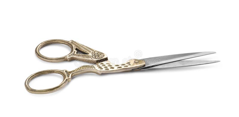 Pair of Scissors with Ornate Handles Isolated on White Stock Photo ...