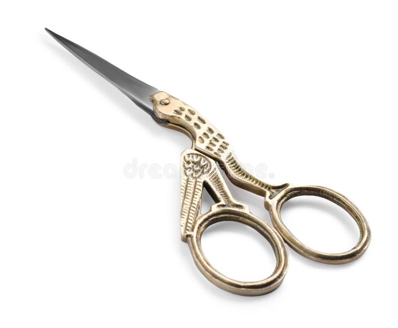 Pair of Scissors with Ornate Handles Isolated on White Stock Image ...